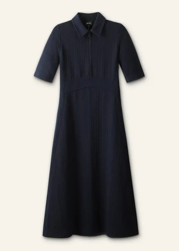 ME+EM Cable Jacquard Half-zip Midi Dress