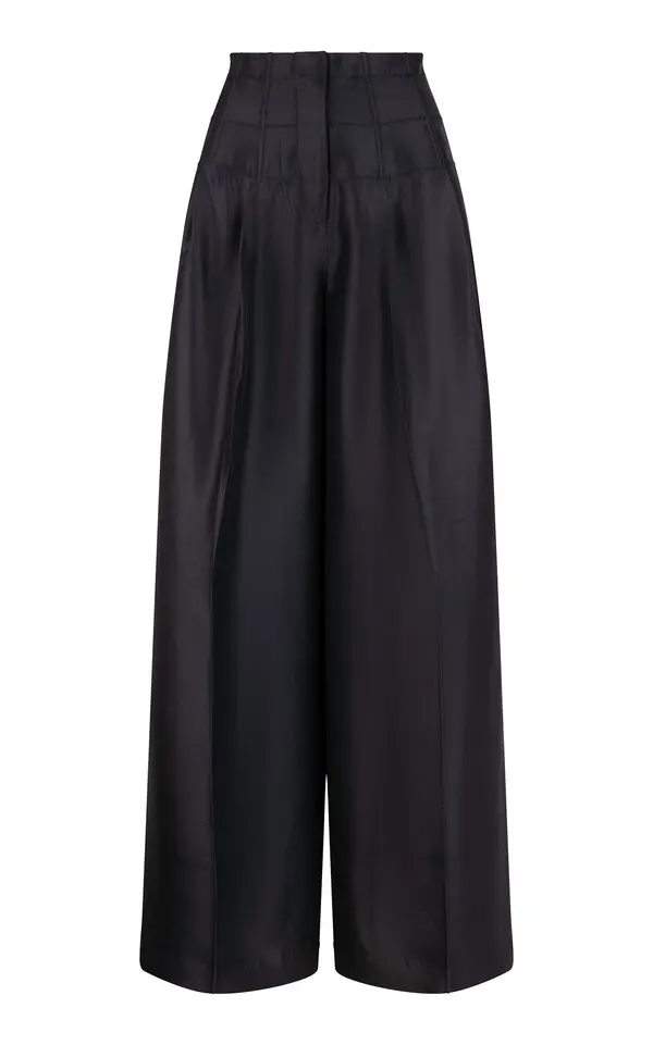 HEIRLOME Condesa Mid-rise Wide-leg Silk Trousers - Black