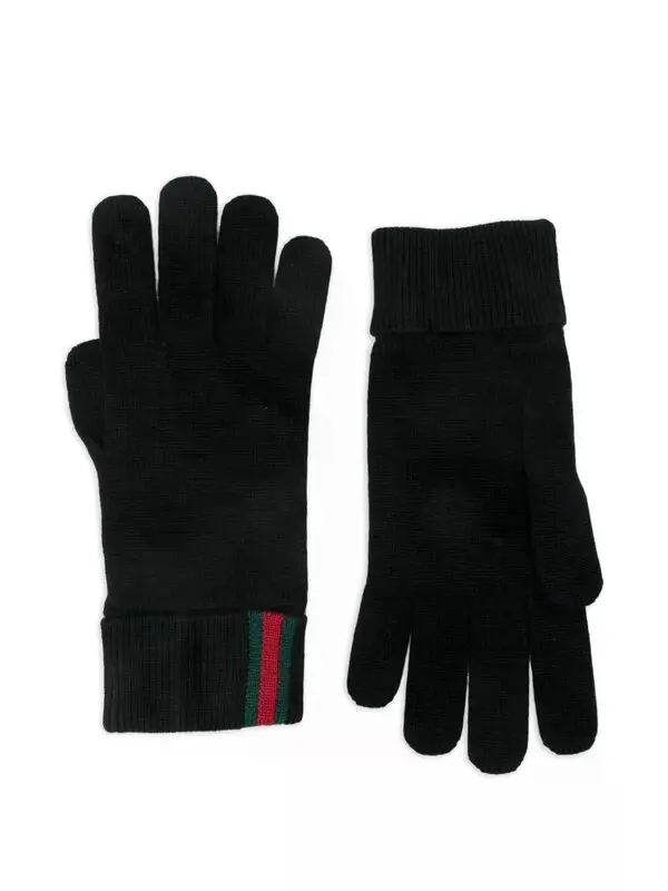 Gucci Web Wool Gloves - Black
