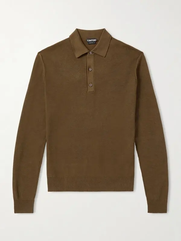 TOM FORD Silk And Cotton-blend Piqué Polo Shirt