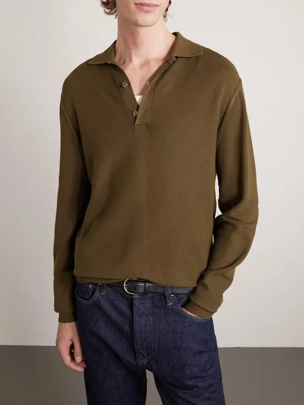 TOM FORD Silk And Cotton-blend Piqué Polo Shirt