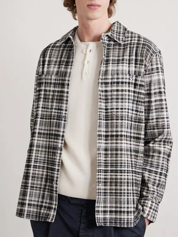 Mr P. Checked Cotton-corduroy Shirt