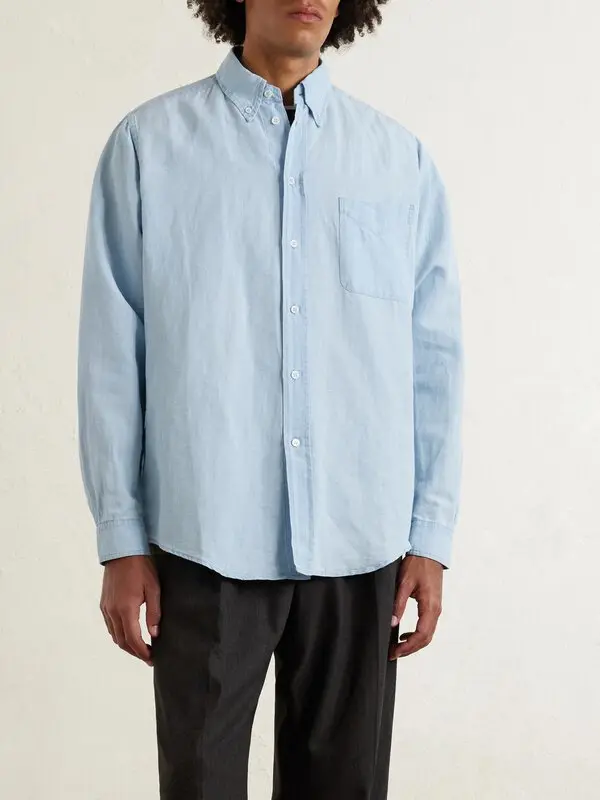 Barena Venezia Button-down Collar Linen And Cotton-blend Chambray Shirt