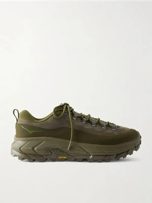 Hoka Tor Summit Nubuck And Mesh Sneakers - Green