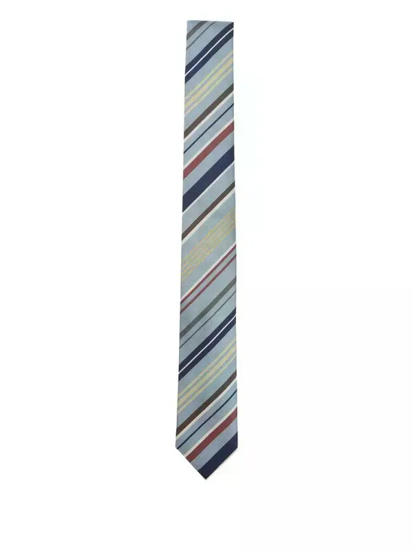 Paul Smith Striped Silk Neck Tie - Blue
