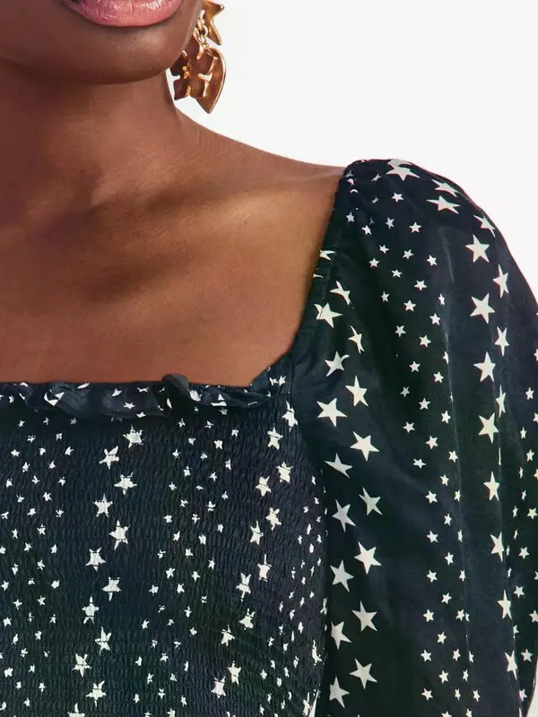 LoveShackFancy Star-print Ruffled Blouse