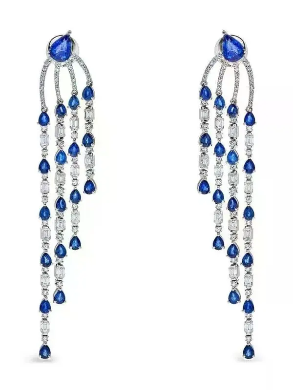 JEWELS AFICIONADO Diamond And Sapphire Chandelier Earrings - Silver