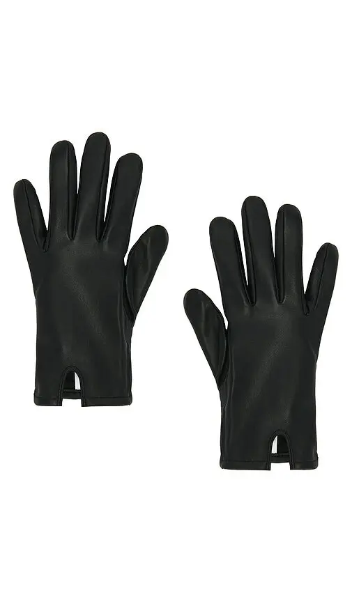 BRONX AND BRONCO Short Faux Leather Gloves - Black