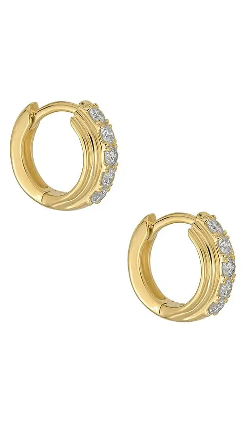 STONE AND STRAND Dainty Boulevard Huggie Earrings - 14k Yellow Gold & White Diamonds