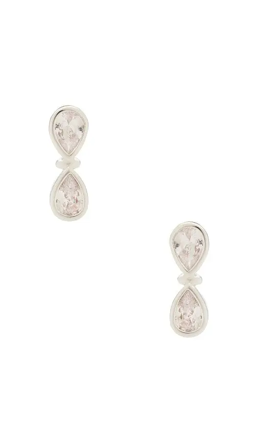Ettika Infinity Crystal Stud Earrings - Clear Crystal & Silver