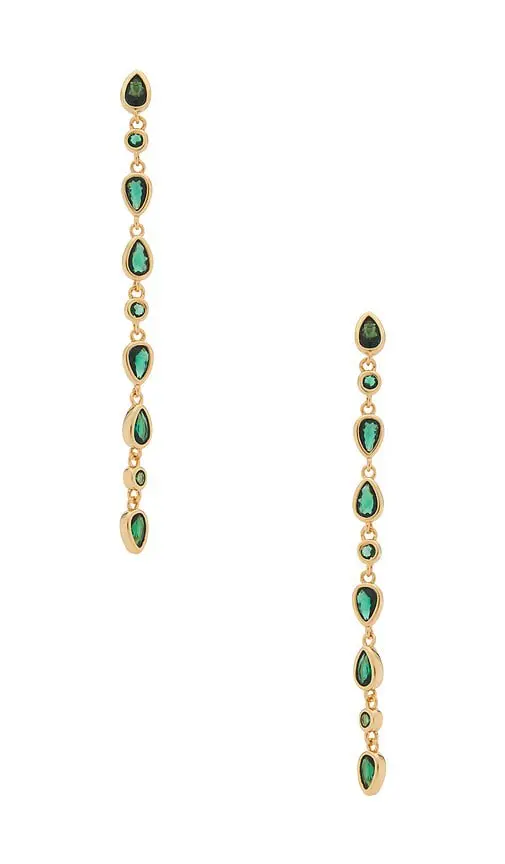 Ettika Crystal Rainfall Earrings - Emerald Crystal & Gold