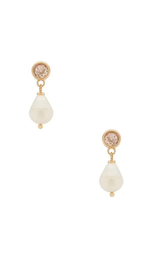 Ettika Simple Pearl Drop Earrings - Pearl & Gold