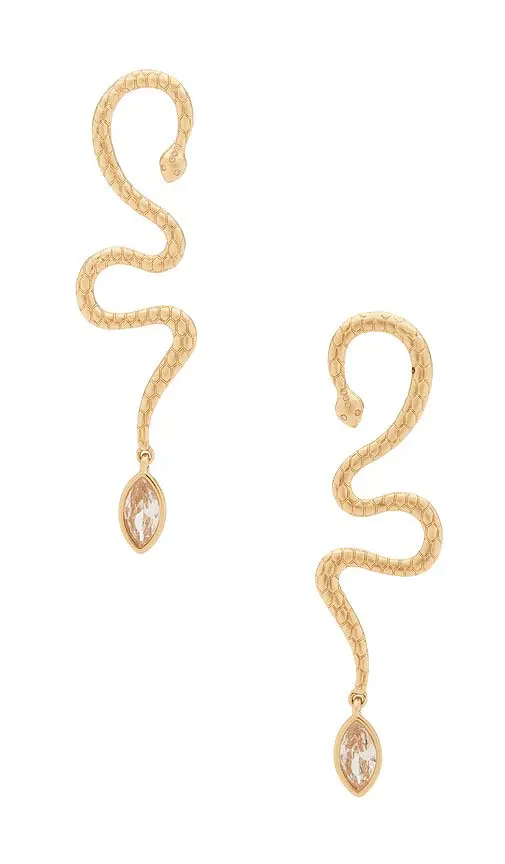 Ettika Serpentina Statement Earrings - Clear Crystal & Gold