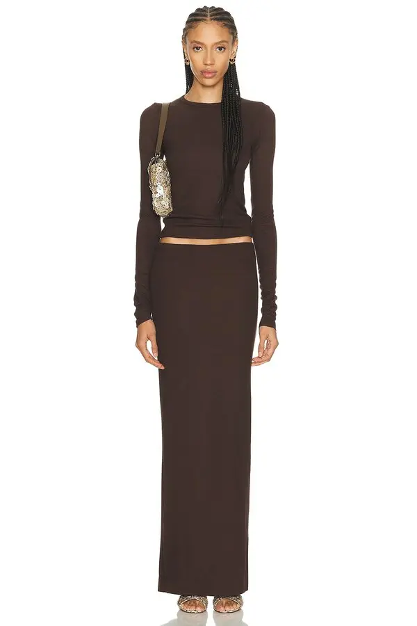 Eterne Long Sleeve Fitted Top - Espresso