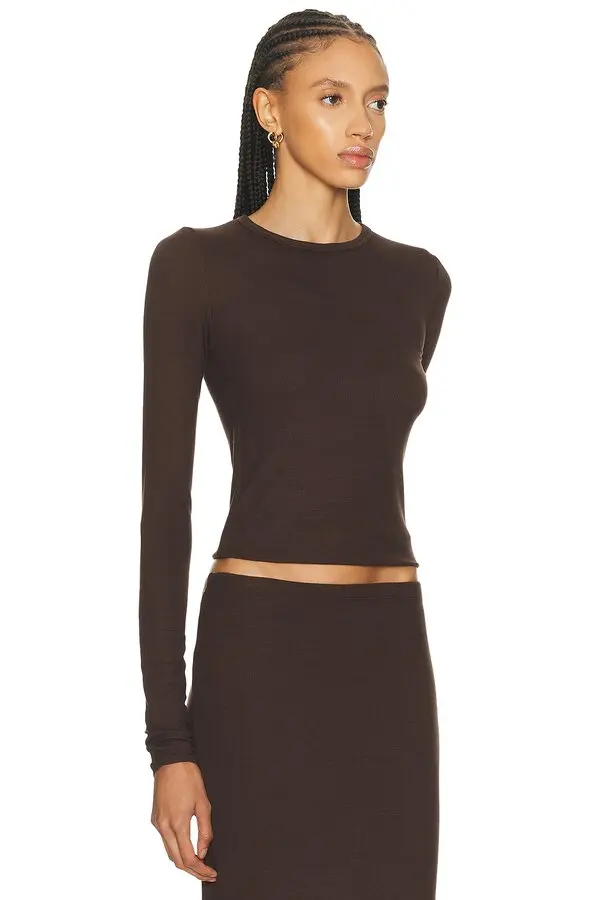 Eterne Long Sleeve Fitted Top - Espresso