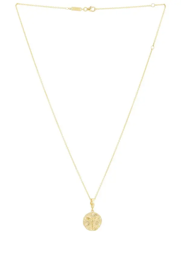 AZLEE Revival Phoenix Rising Small Coin Necklace - 18k Yellow Gold & White Diamond