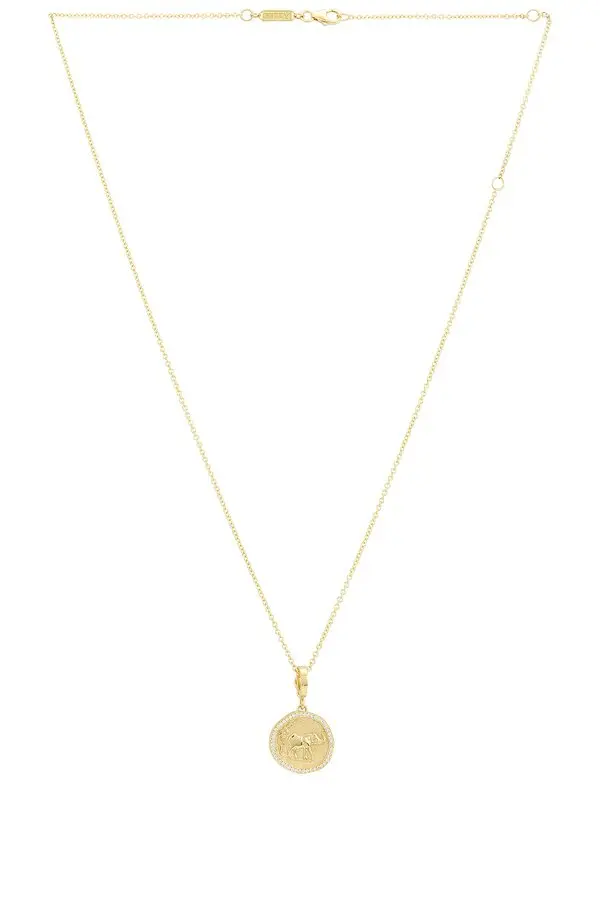 AZLEE Elefante Small Pave Coin Necklace - 18k Yellow Gold & Diamond