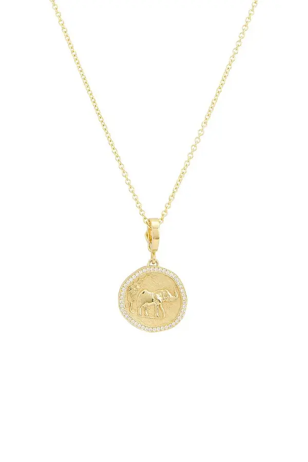 AZLEE Elefante Small Pave Coin Necklace