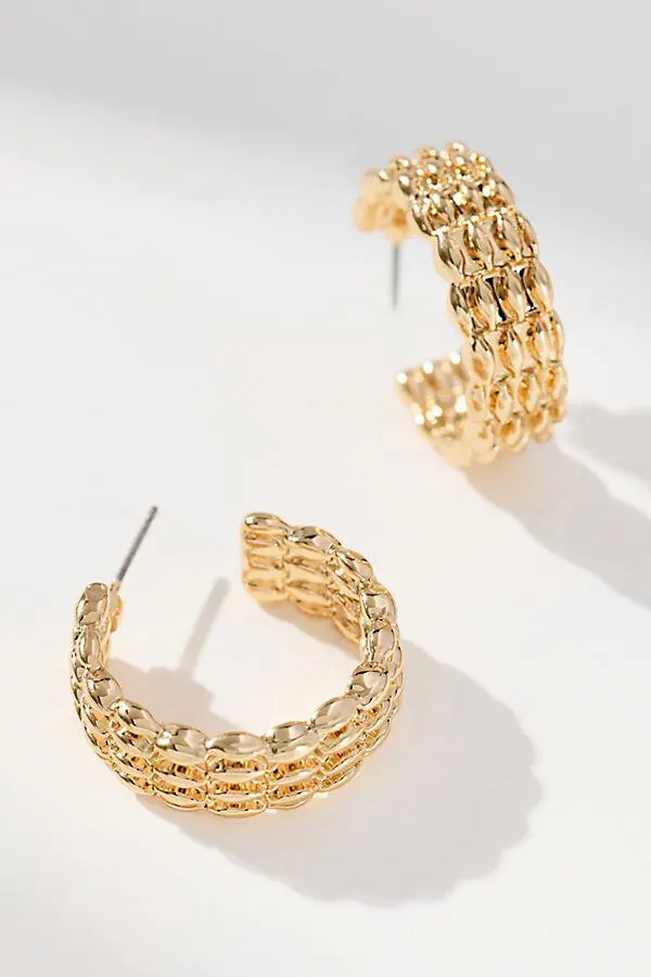 Anthropologie Link Hoop Earrings - Gold