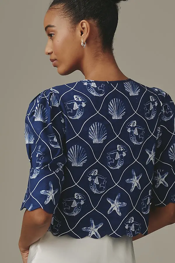 SISTER NEW YORK Tie-front Linen Blend Top