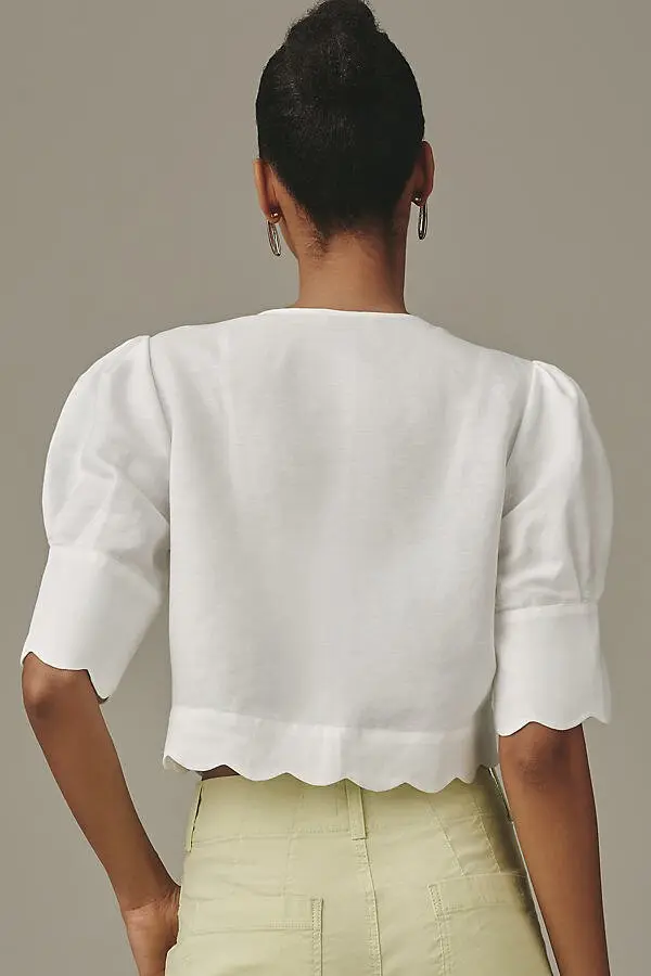 SISTER NEW YORK Tie-front Linen Blend Top - White