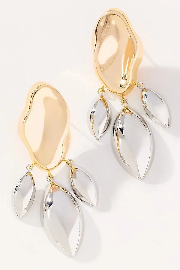 Anthropologie Drippy Teardrop Dangle Earrings - Gold & Silver