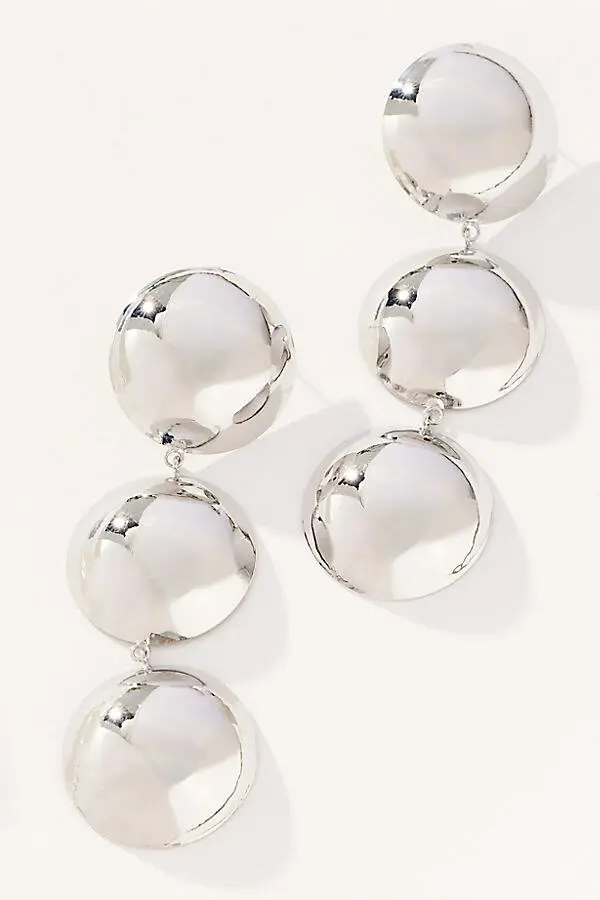 Anthropologie Metal Circle Drop Earrings - Silver