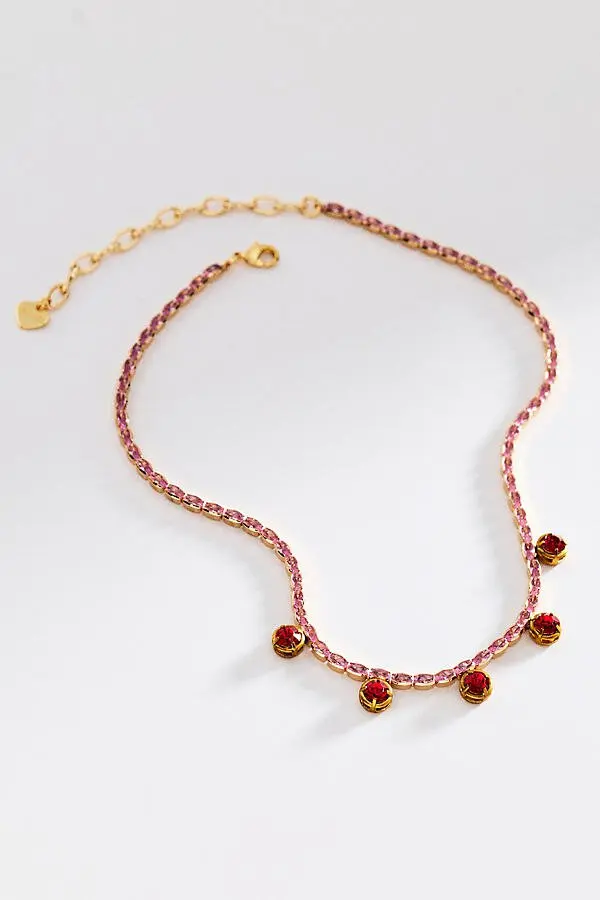Anthropologie Delicate Cinq Stone Necklace - Red