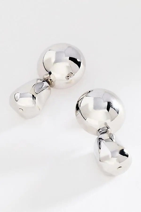 Anthropologie Geo Stack Statement Earrings - Silver