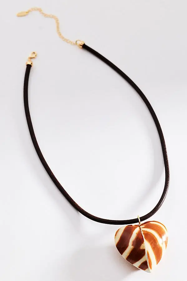 Anthropologie Corded Chain Pendant Necklace - Brown & Gold