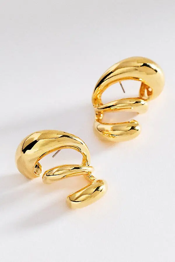 Anthropologie Structural Swirl Earrings - Gold