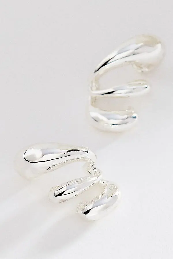 Anthropologie Structural Swirl Earrings - Silver