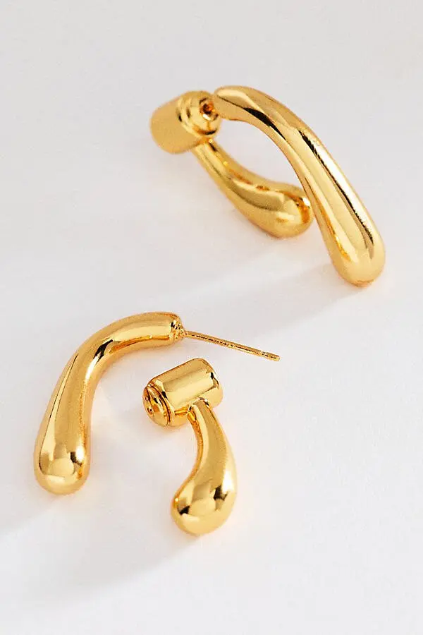 Anthropologie Plated Brass Swirl Earrings - Gold