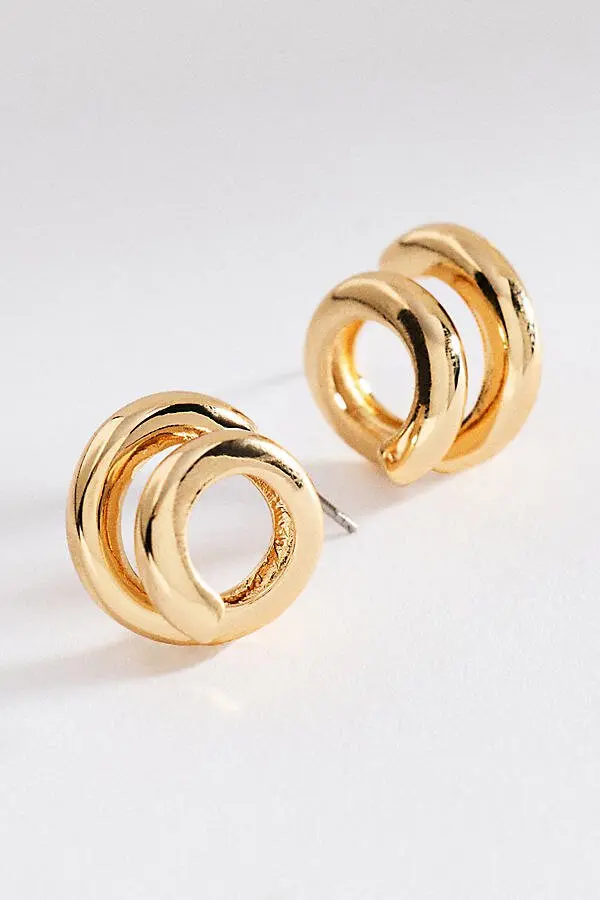 Anthropologie Swirled Huggie Hoop Earrings - Gold