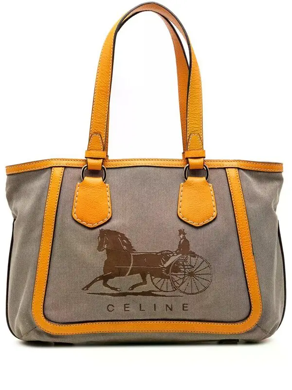 Celine 2007 Canvas Carriage Tote Bag - Orange