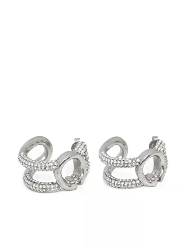 Guess Rhinestone-embellished Hoop Earrings - Silver