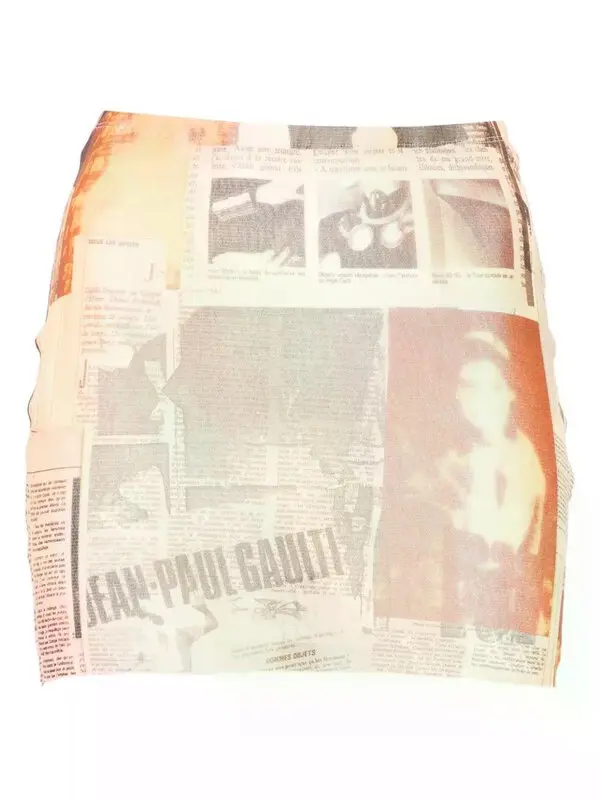 Jean Paul Gaultier Newspaper-print Mini Skirt - Neutrals