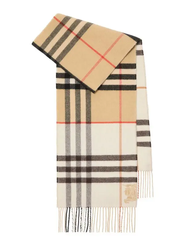 Burberry Contrast Check Double-faced Cashmere Scarf Accessories - Beige