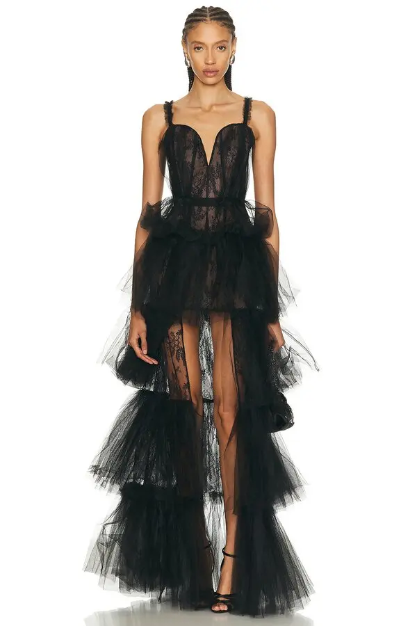 AKNVAS Alphild Bustier Tiered Gown