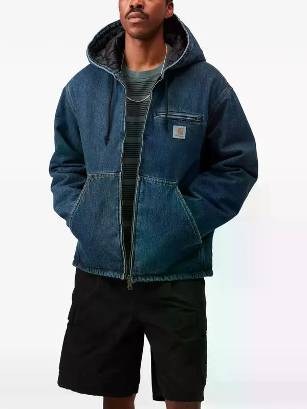 Carhartt Work In Progress Cleveland Hooded Denim Jacket - Blue