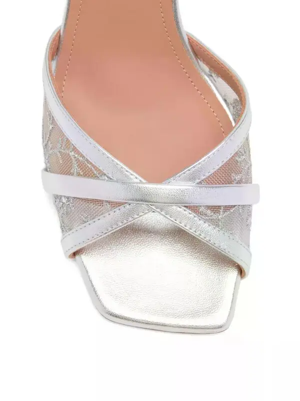 MALONE SOULIERS Perla Flower-embroidered Sandals - White