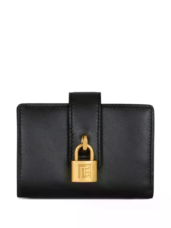 Balmain Padlock Leather Wallet - Black