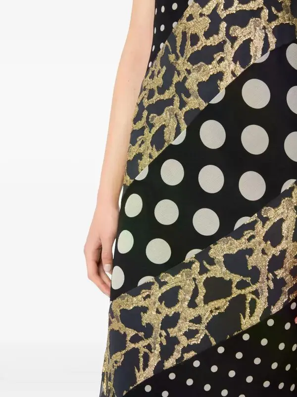 Nina Ricci Polka Dot-pattern Marbled Silk Maxi Dress - Black