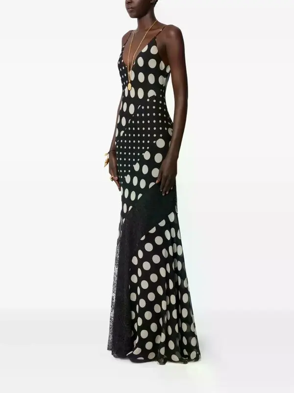 Nina Ricci Polka-dot Silk Maxi Dress - Black