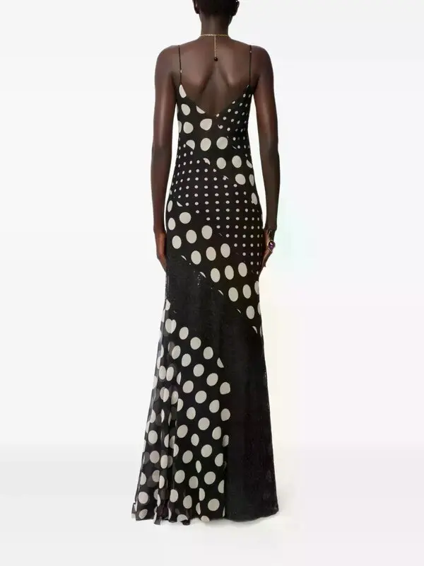 Nina Ricci Polka-dot Silk Maxi Dress - Black