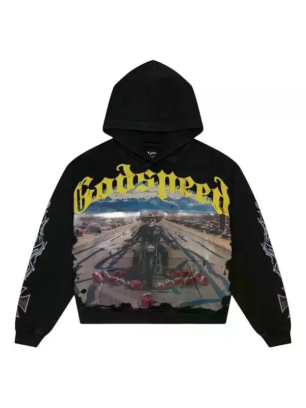 GODSPEED Graphic Print Hoodie - Black