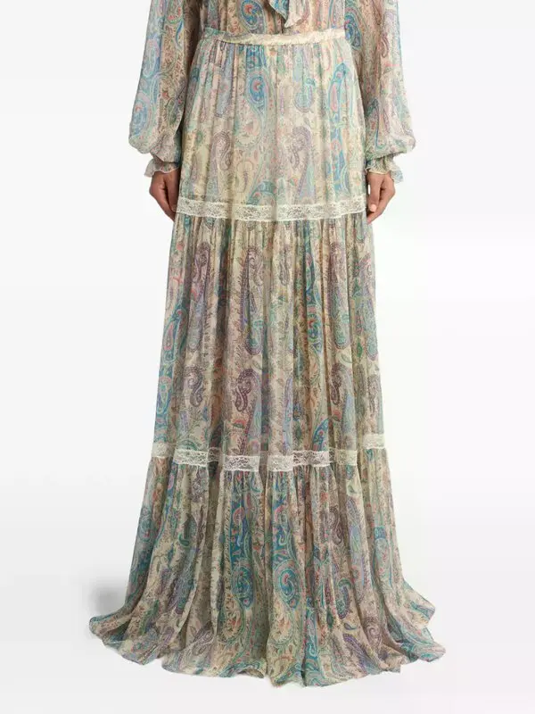 Etro Paisley Print Maxi Skirt - Neutrals