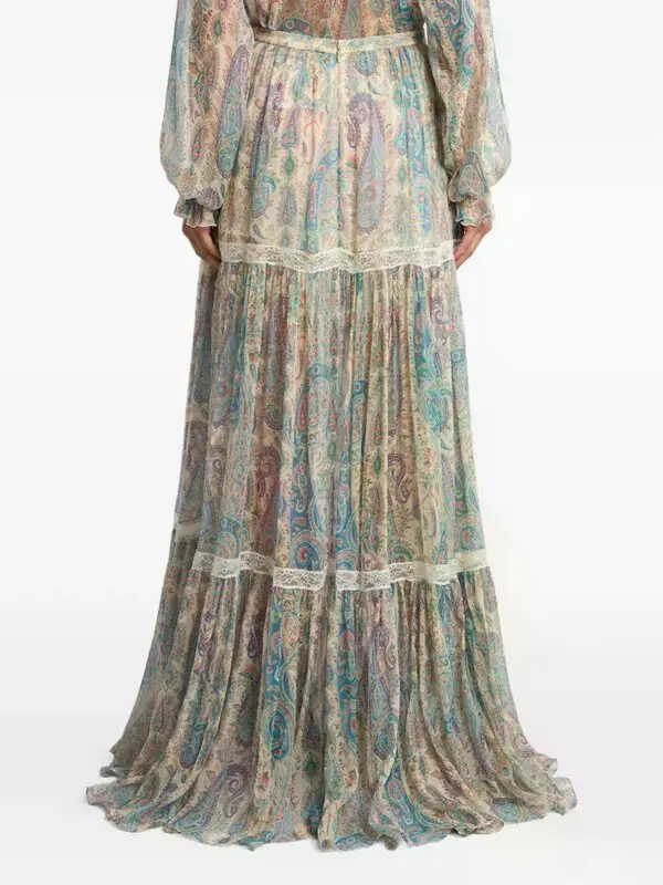 Etro Paisley Print Maxi Skirt - Neutrals