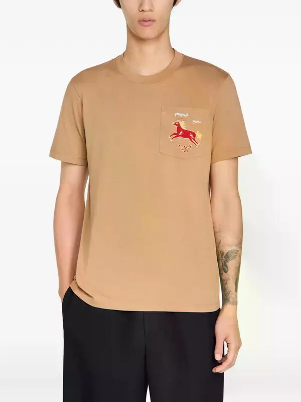 Sandro Embroidered Horse Cotton T-shirt - Neutrals