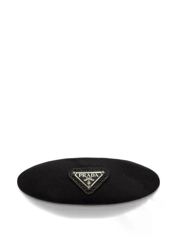Prada Triangle Logo Hair Clip - Black